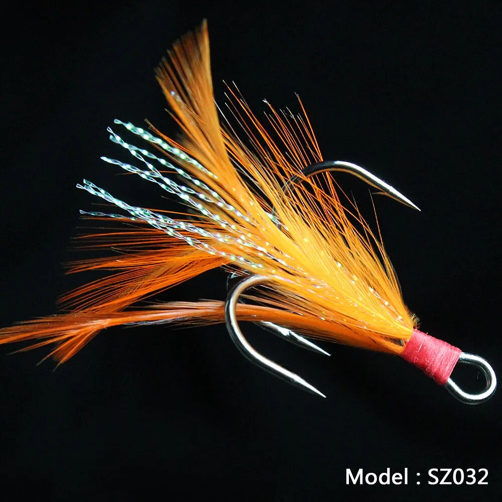 10 шт, тройной рыболовный крючок с перьями для гольяна, приманки для ловли нахлыстом, воблеры, колючий кольцевой заостренный рыболовный крючок 10-3/0 # sz032