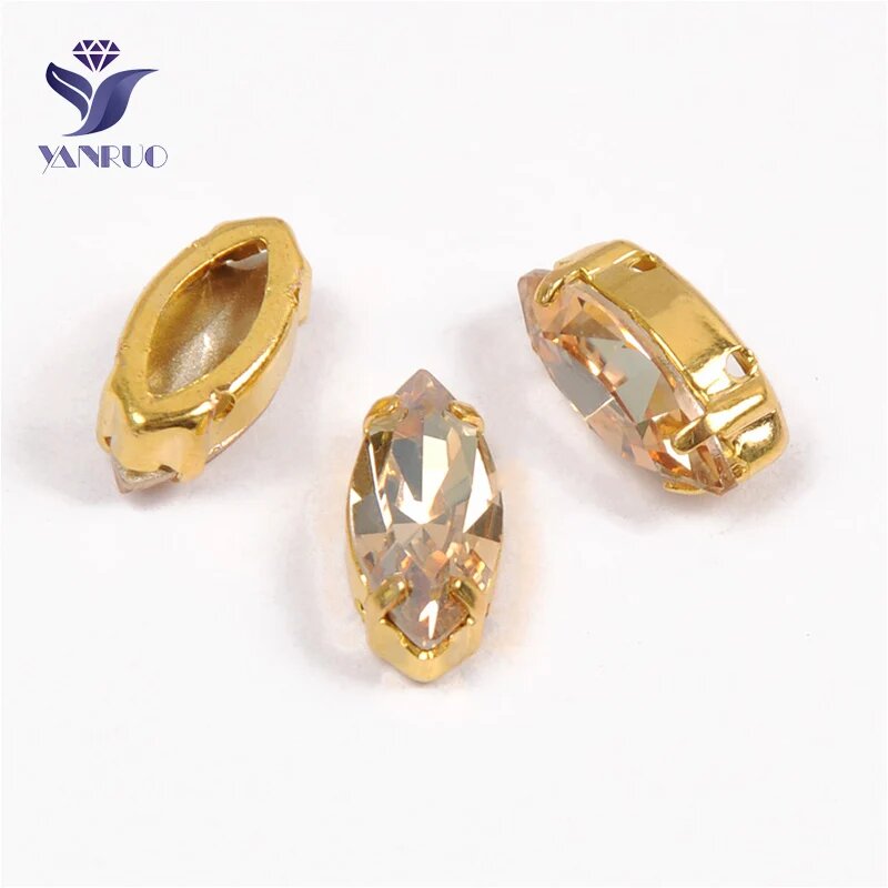 Стразы YANRUO 4200 Navette, 4x15mm, Golden Shadow, 12шт