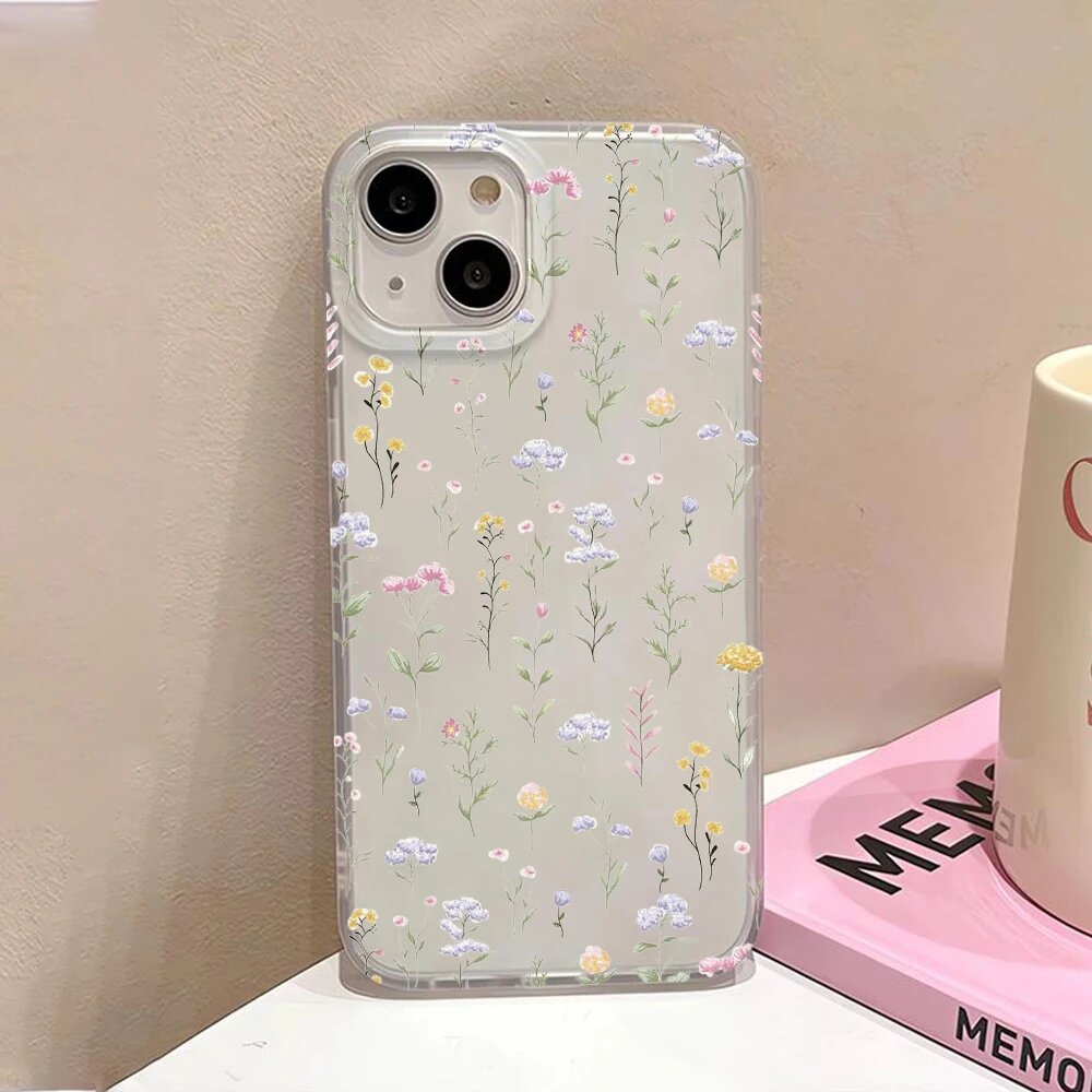 Чехол для телефона с цветком для iPhone 16 Pro, чехол для iPhone 13 14 Clear AQ21, 12 Mini 13 Mini
