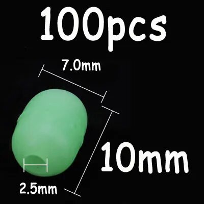 Elllv Светящиеся резиновые бусины для морской рыбалки 100 шт 7.0x10.0mm 100pcs