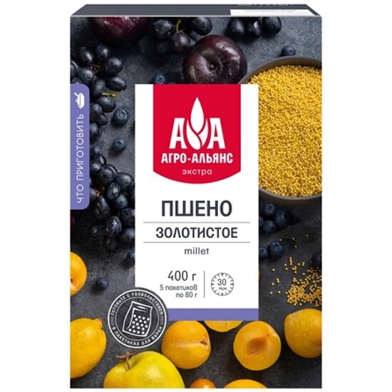 Пшено Агро-альянс золотистое в пакетах для варки 400 г (5 х 80 г)