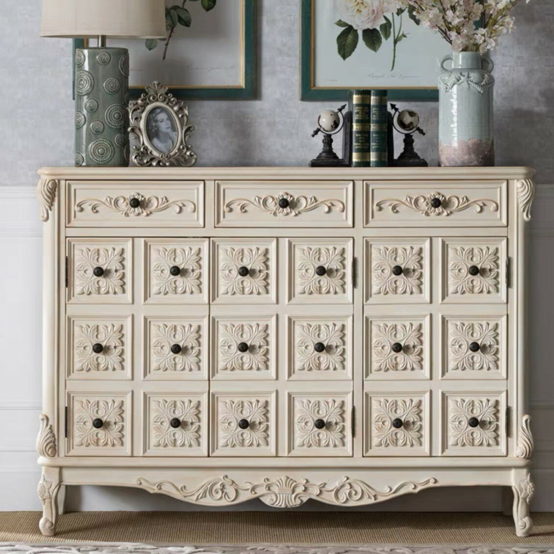 Тумба для обуви в классическом стиле Bastide (цвет белый / 144cm)