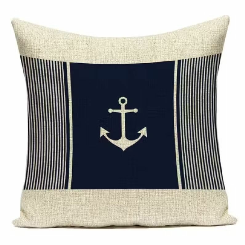 Подушка декоративная Якорь большой 40х40 велюр
