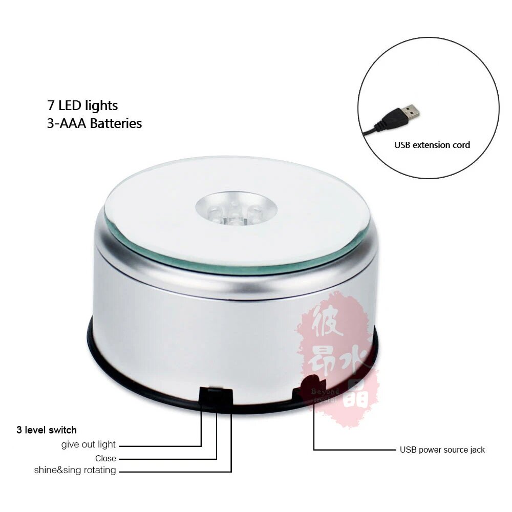 7-цветный светодиодный цоколь для стеклянных предметов