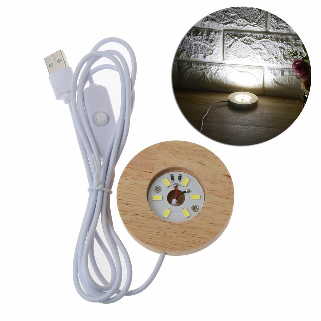 Ювелирные ручные инструменты, Супертонкая деревянная LED подставка- белый свет