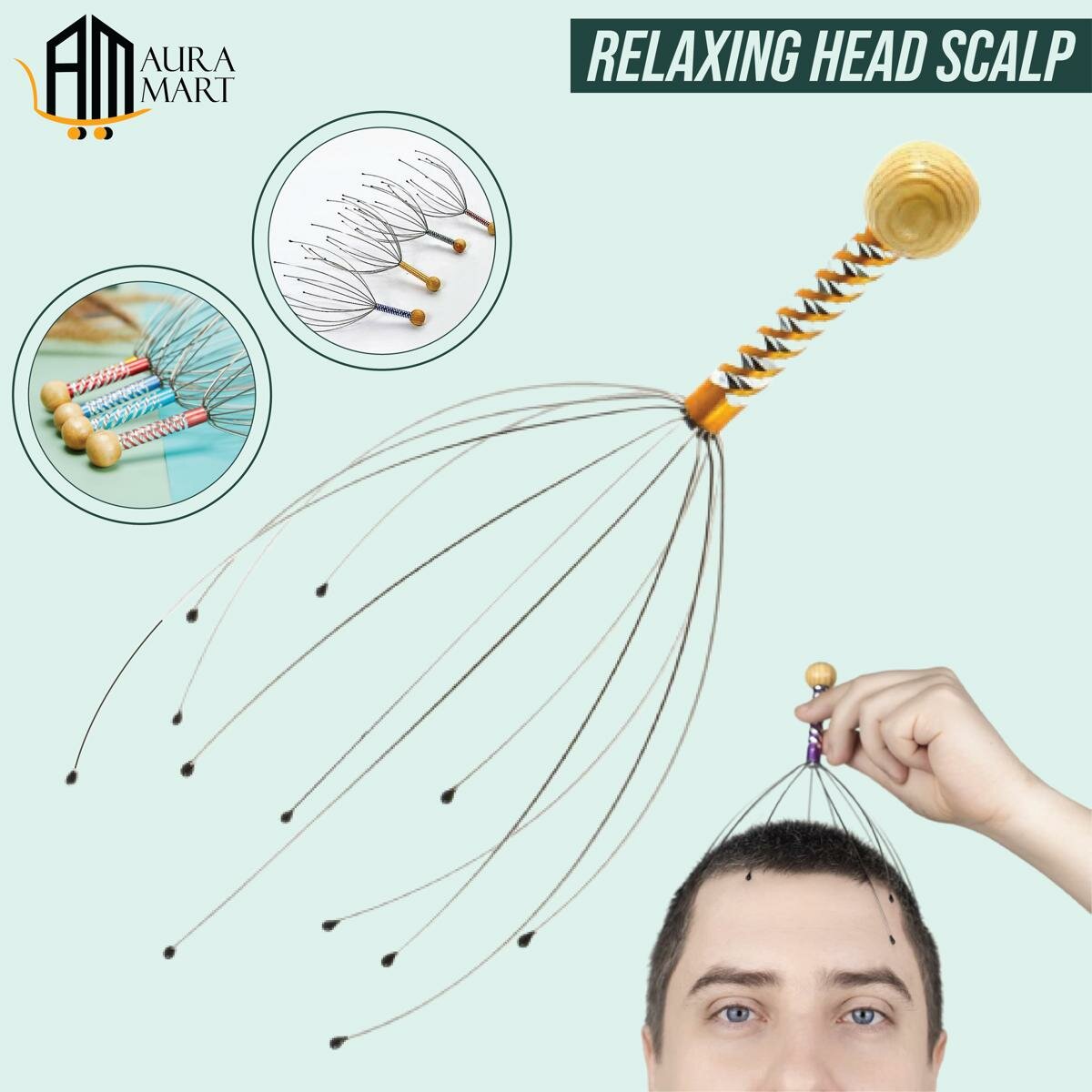 Расслабляющий массаж головы и волос, ручной массажер Octopus, массажер для головы с покалыванием, скребок для глубокой релаксации, массажер для головы, расслабляющий массаж головы Octopus, стимуляция волос и снятие стресса от Aura Mart