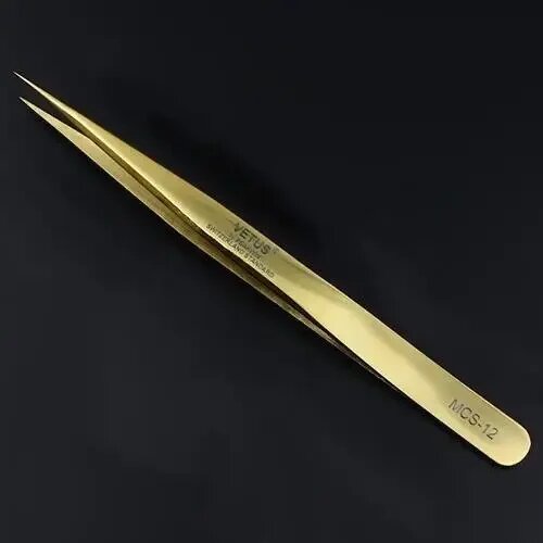 Пинцет для наращивания ресниц FUNMIX MCS-12 Gold