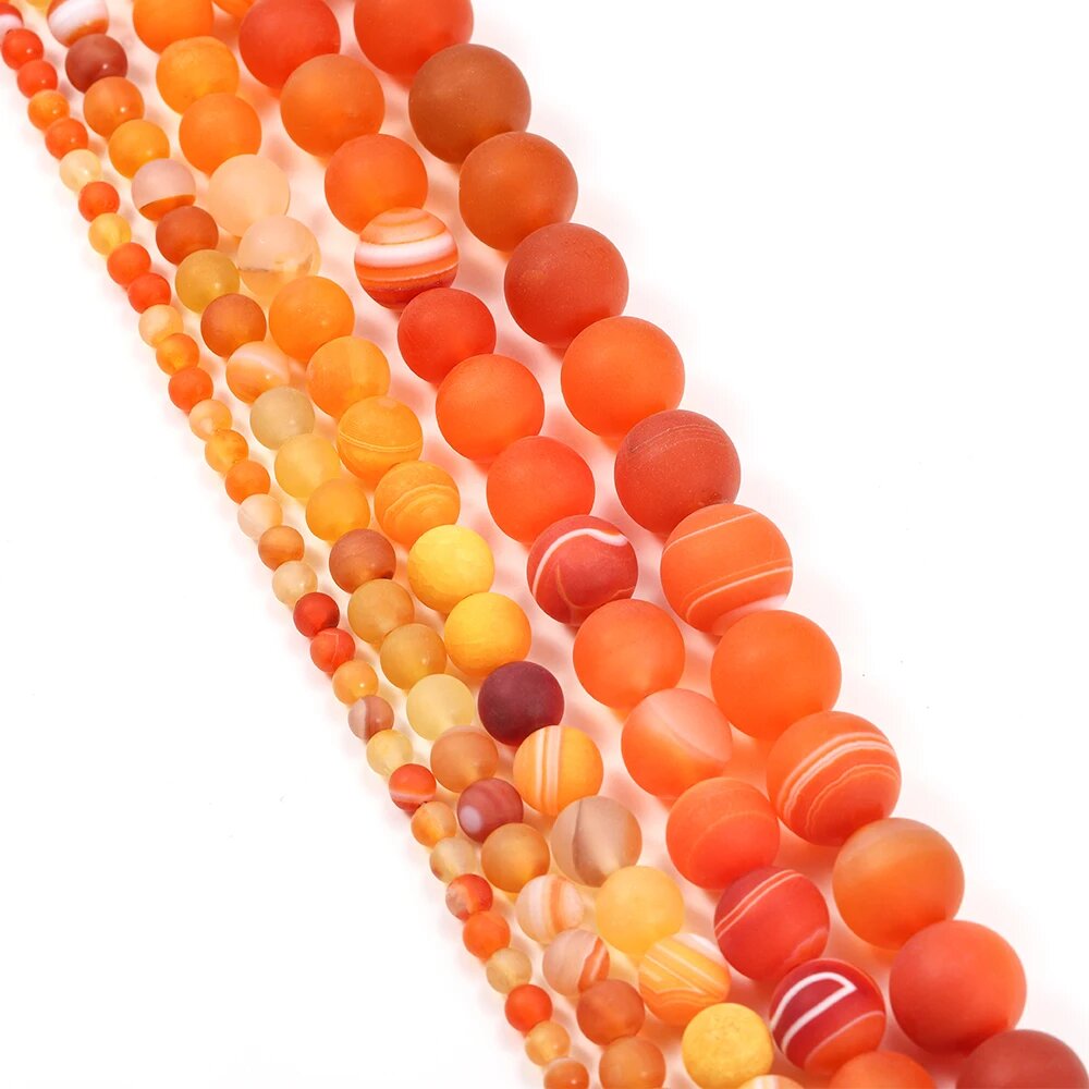 Бусины из агата YouYoungDifferent, матовые кофейные, Оранжевый, 8mm x 48pcs, Matte Orange Stripe