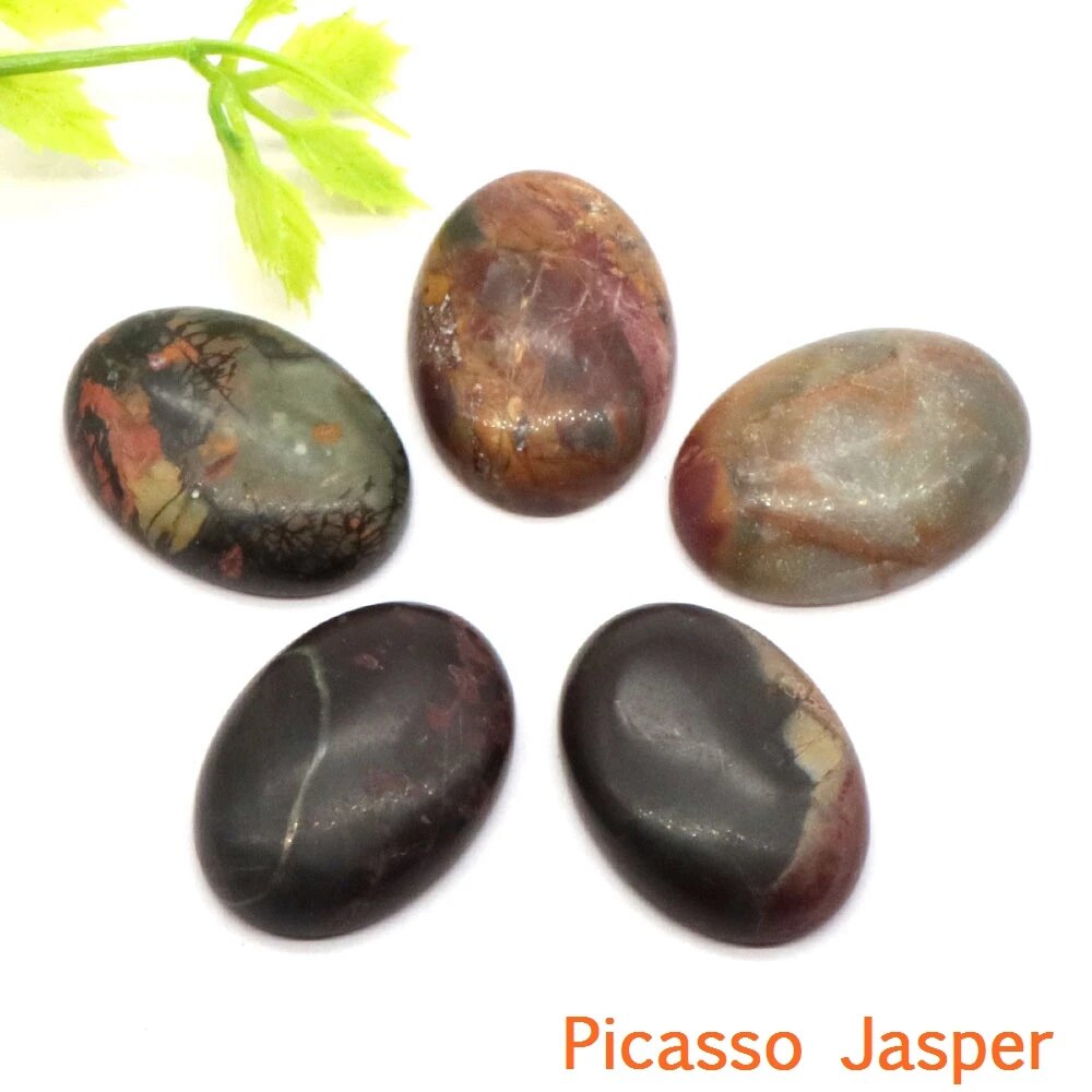 Кабошоны Picasso Jasper, овальные, 18x25 мм, 1шт