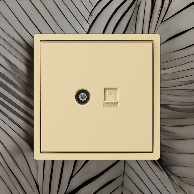 Розетка интернет RJ45+ТВ цвет шампань VOLT "GEO" (механизм)