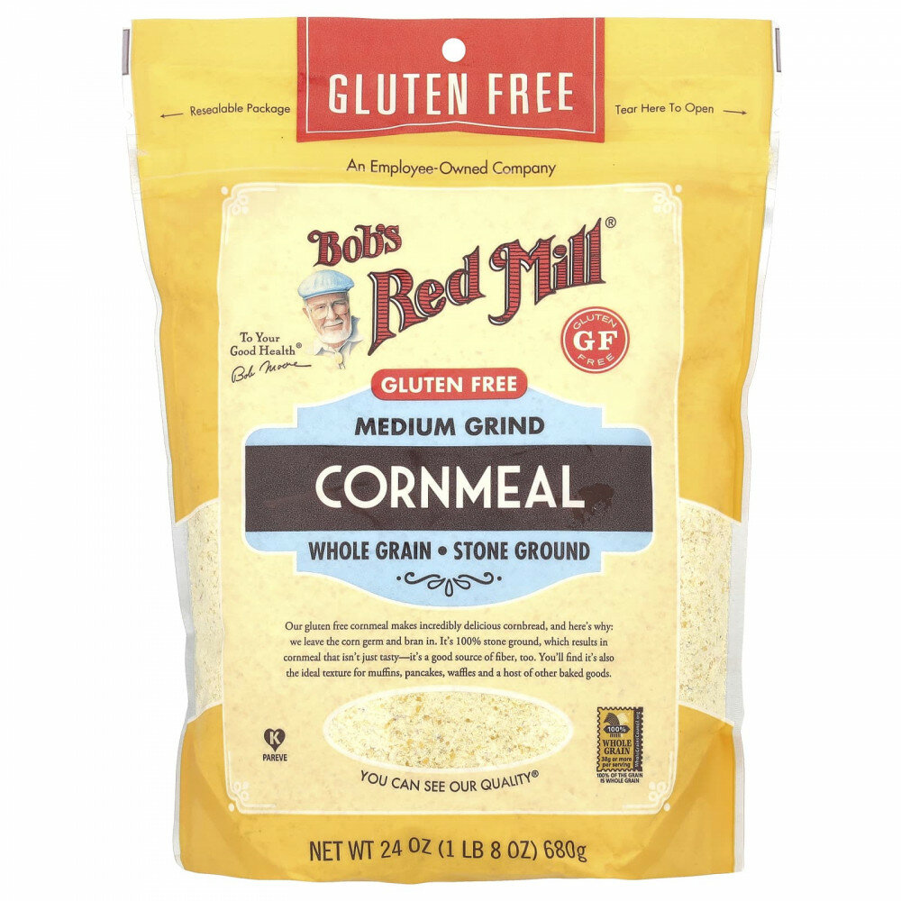 Bob's Red Mill, Кукурузная мука, среднего помола, из цельного зерна, 680 г (24 унции)