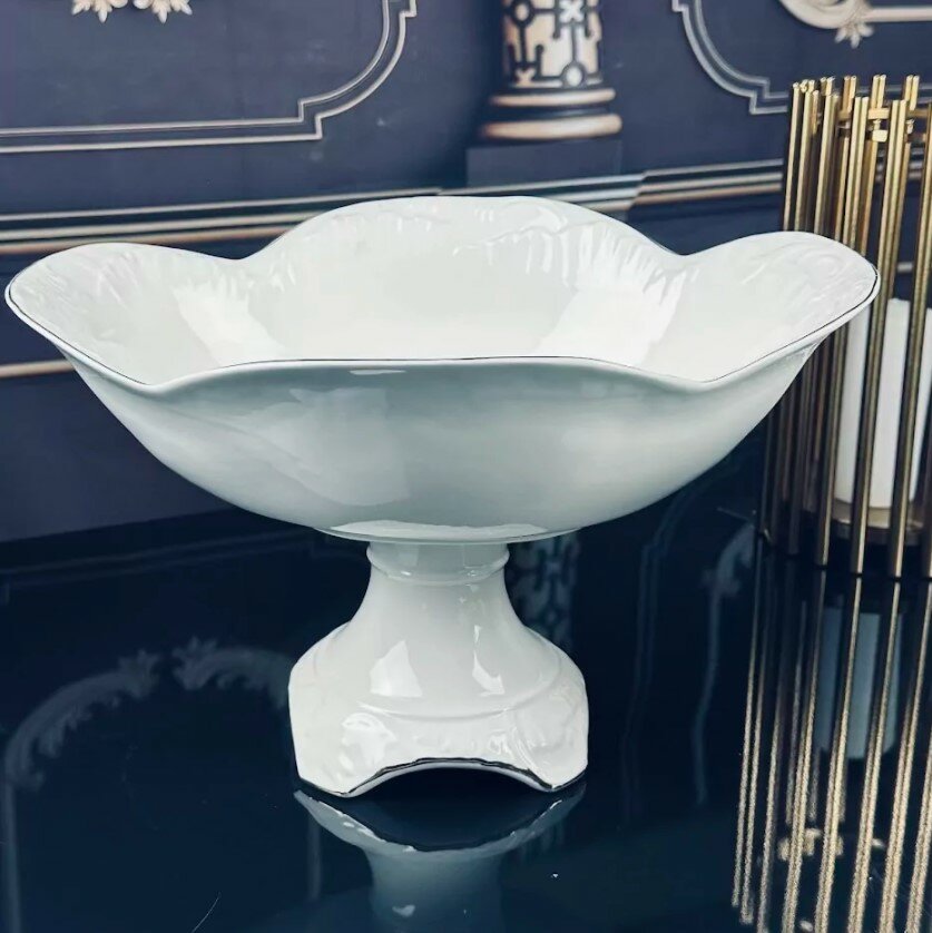 Овальная фруктовница 33см на ножке аврора золото Фарфор 305-076 118-305-076