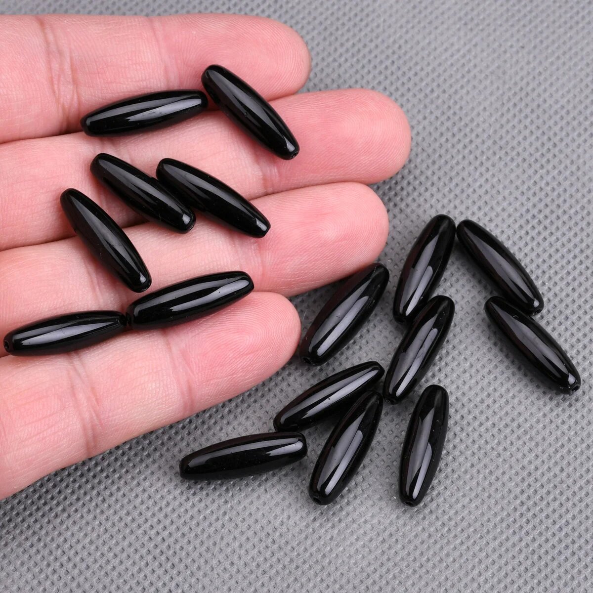 Стеклянные овальные бусины трубки Siancolary 22x6 мм 20 шт Черный, Black