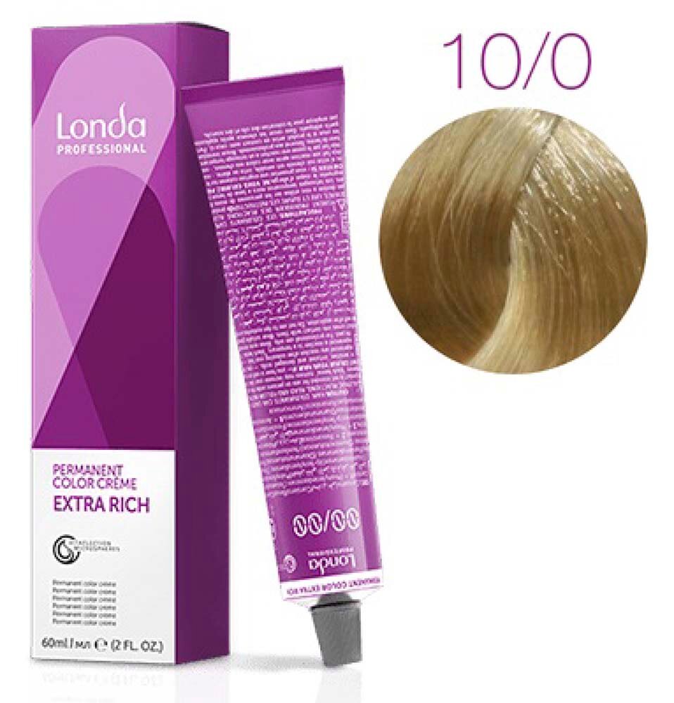 Londa Permanent Color Creme Стойкая крем-краска для волос 10/0 Яркий блонд, 60 мл
