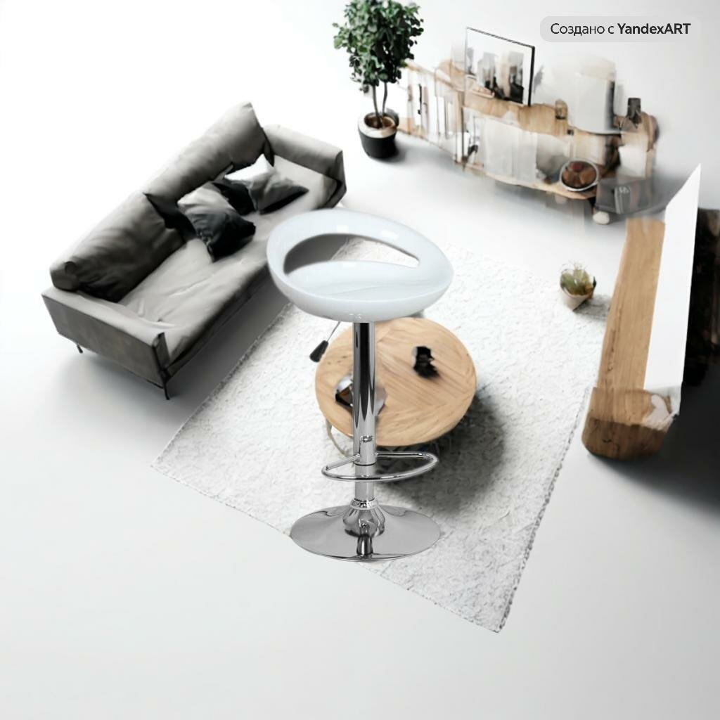 Барный стул Эколайн "диско", пластик, металл, белый, поворотный, с подставкой для ног