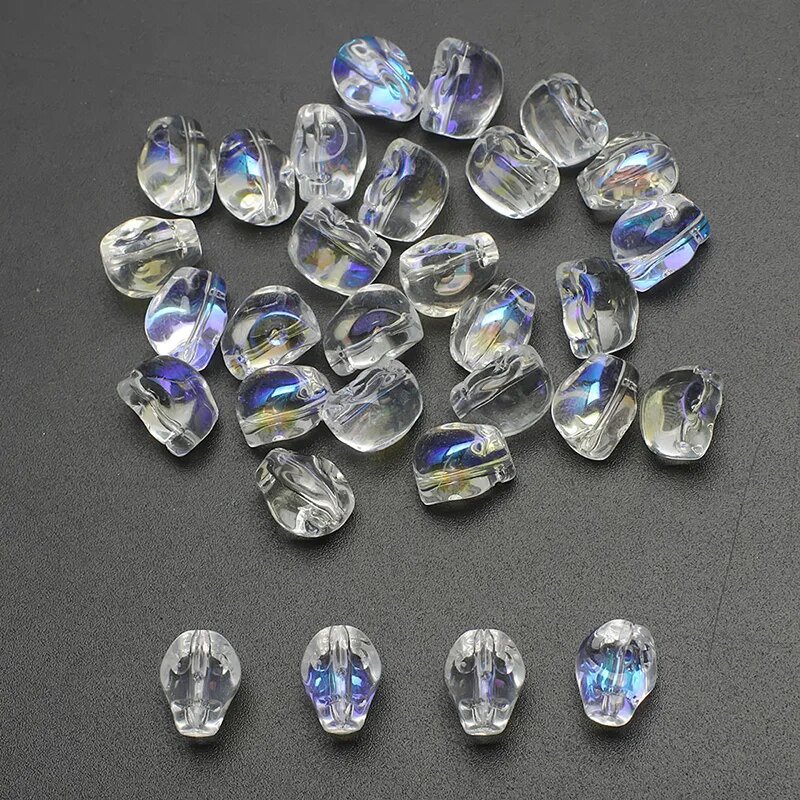 Стеклянные бусины черепа 8 мм, 30 шт, Transparent Blue