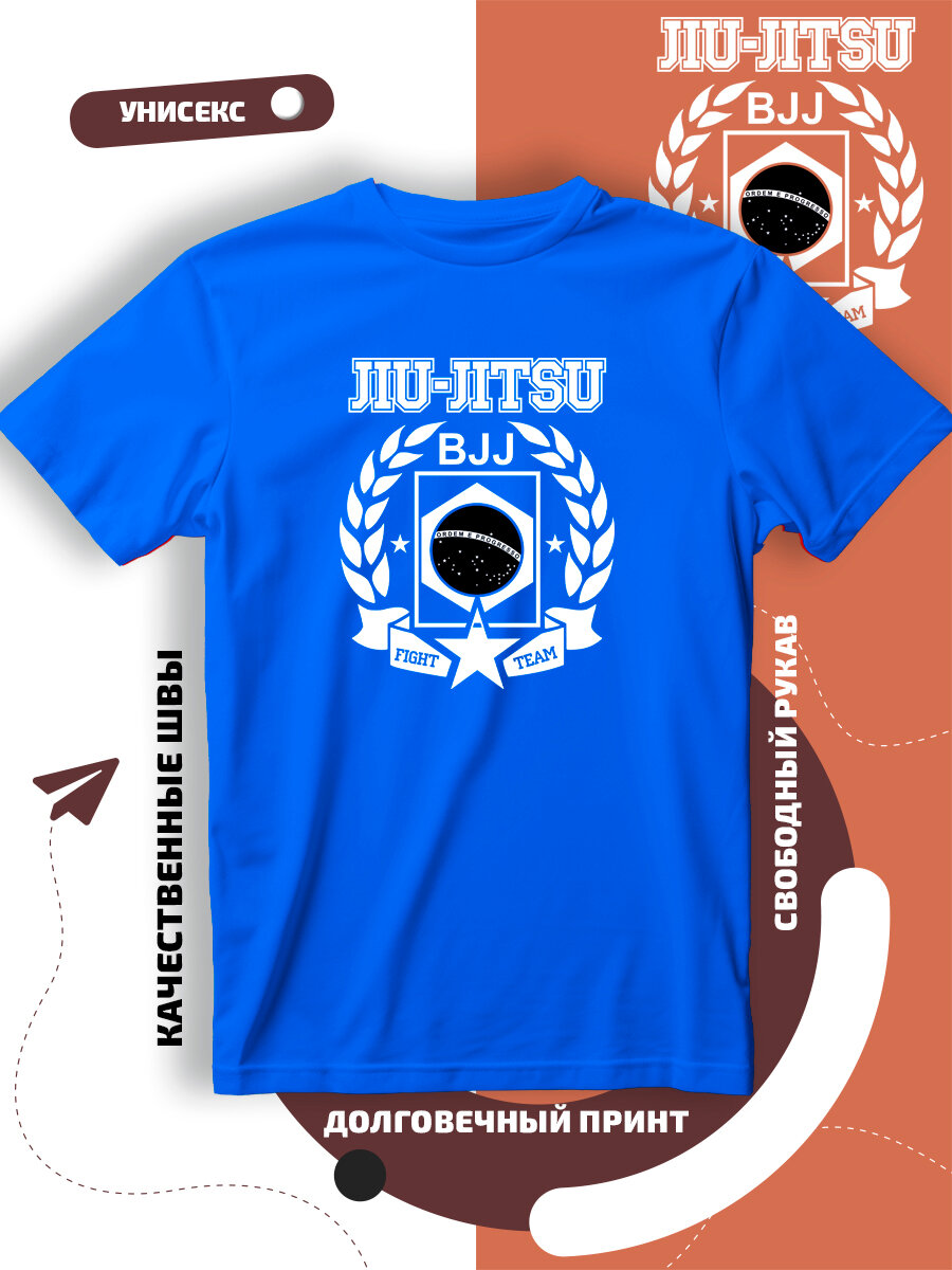 Футболка с принтом надпись jiu jitsu и флаг Бразилии