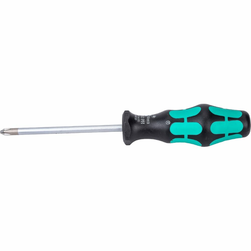 Крестовая отвёртка WERA 350 PH SB PH2x100 мм, подвес WE-100052, двухкомпонентная рукоять, профессиональный инструмент