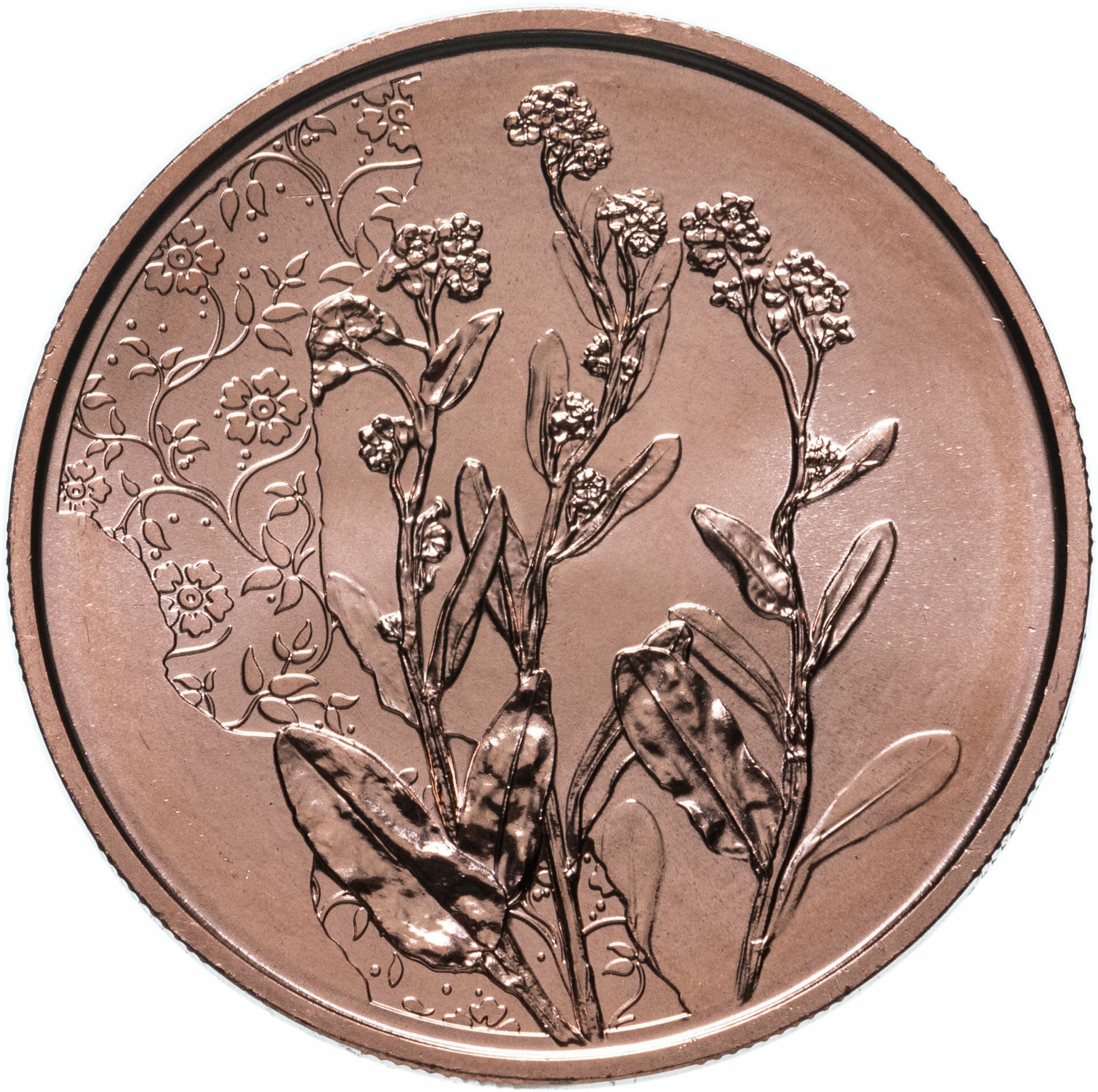 Австрия 10 евро 2023 Язык цветов - Незабудка, Медь, в сохранности UNC