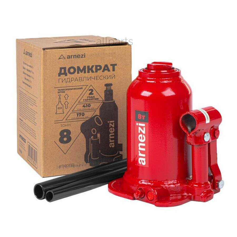 ARNEZI R7100233 Домкрат гидравлический бутылочный двухштоковый 8т 170-410мм ARNEZI R7100233
