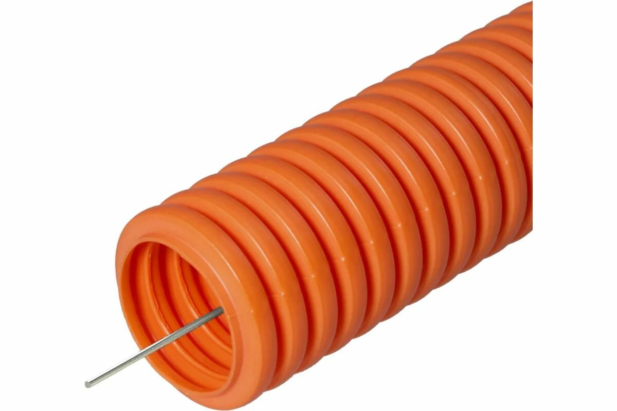Гофрированная легкая труба ПВХ Промрукав 350 Н оранжевая с зондом д20мм 100м PR01.0131