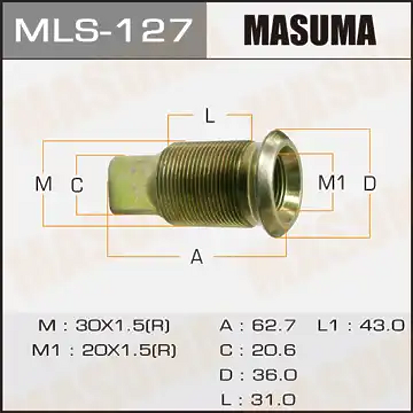 MASUMA MLS-127 футорка колесная m30x1.5 / m20x1.5\ mitsubishi