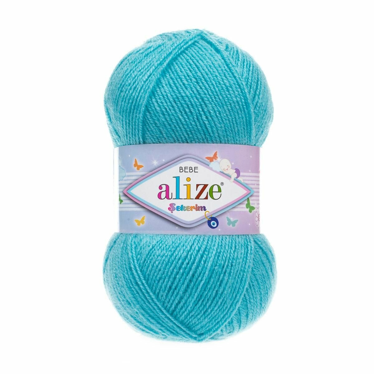 Пряжа ALIZE "SEKERIM BEBE", 100 гр 320 м, 100% акрил, 287 бирюзовый, 5 шт