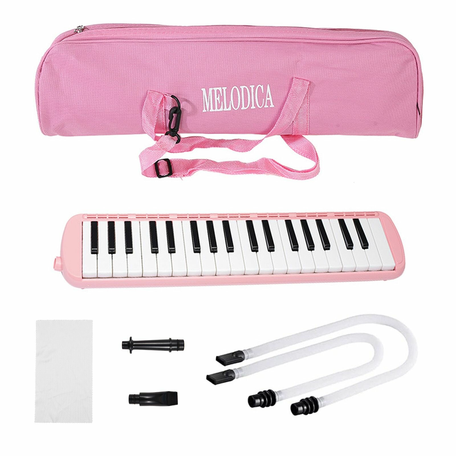 Клавиатура воздушного пианино Melodica с 37 клавишами, 2 мягкими трубками и насадками. Портативный духовой инструмент с сумкой для переноски для начинающих и взрослых.