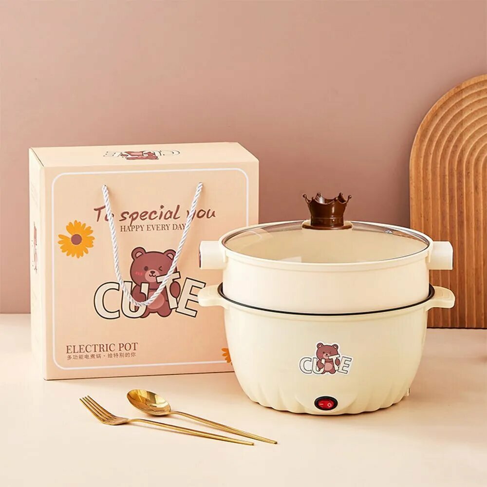 Компактная электрическая рисоварка для варки тушения и приготовления на пару экономичная с антипригарным покрытием