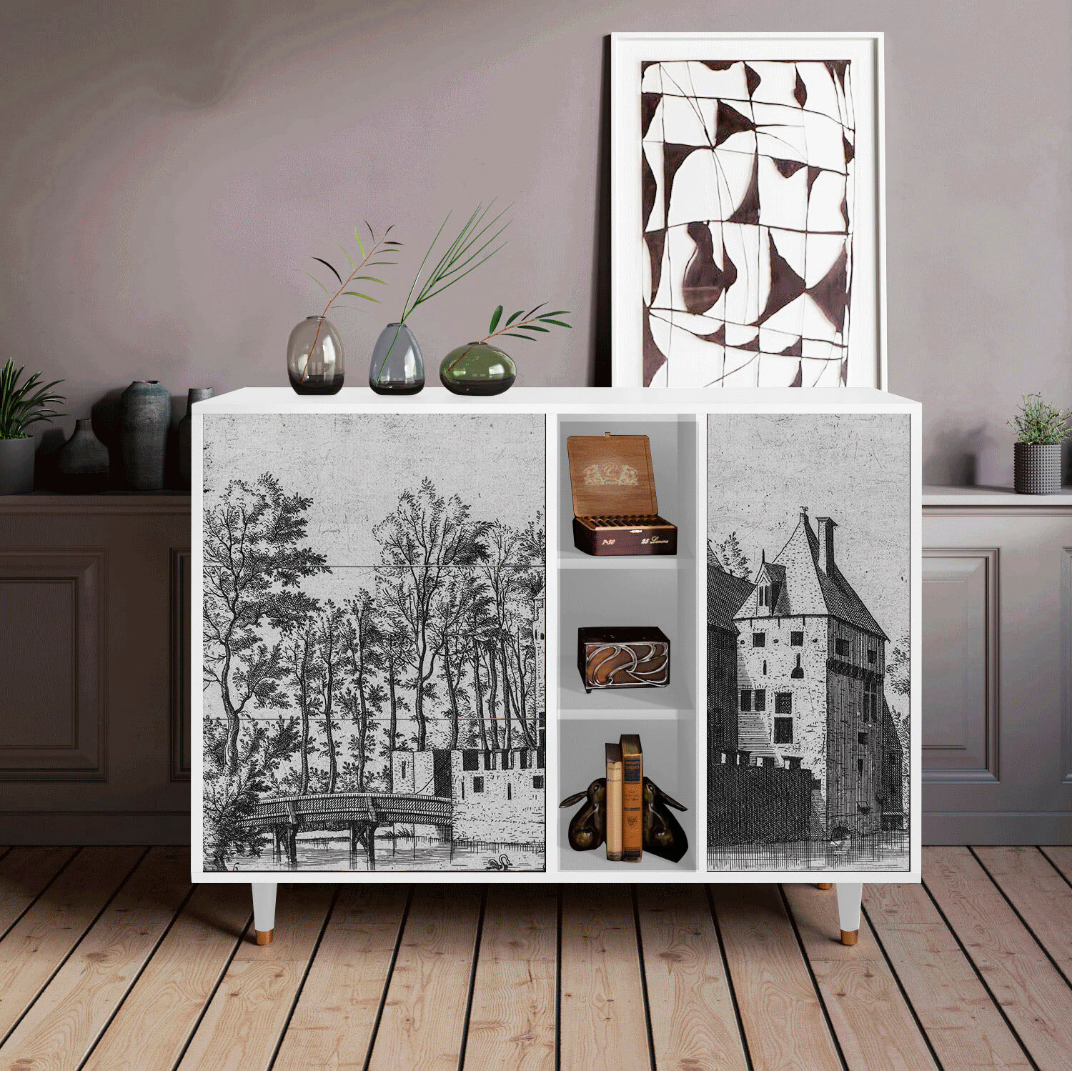 Комод - STORYZ - BS2 Castle with Lift Bridge by Pieter Breugel , Разер - 125 x 97 x 48 см , Цвет корпуса - Белый