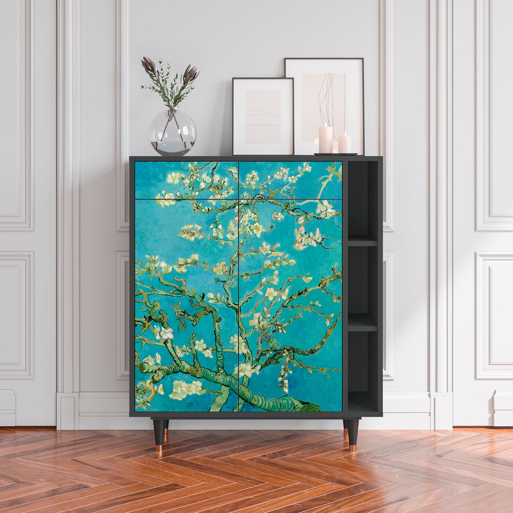 Комод - STORYZ - BS6 Almond Blossom by Van Gogh, Размер - 94 x 110 x 41 см, Цвет корпуса - , Антрацит