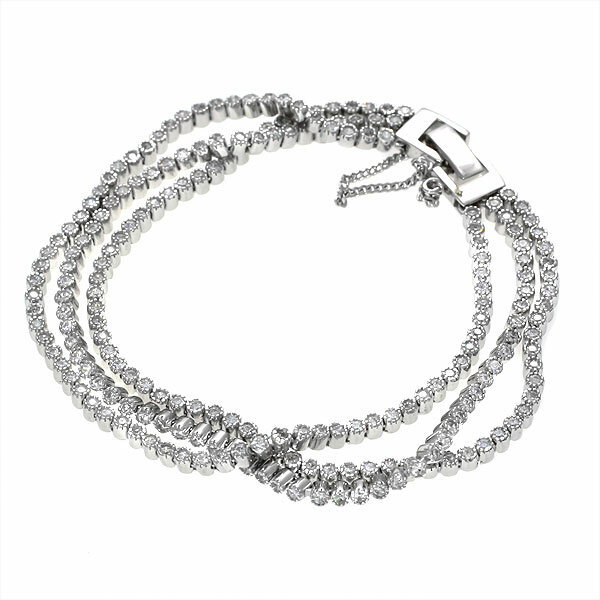 Браслет, серебро, 925 проба, родирование, фианит