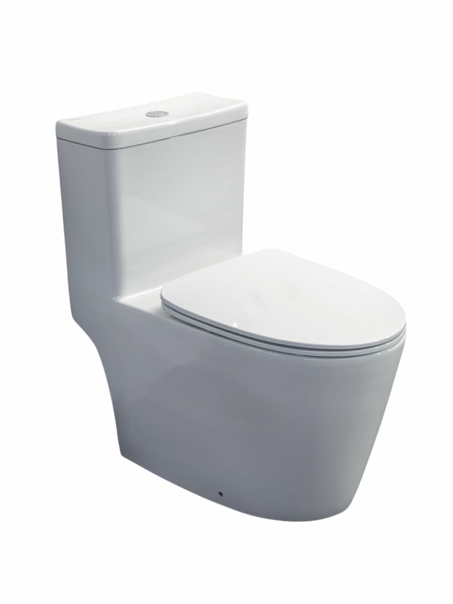 Унитаз моноблок напольный безободковый Comforty CF3C6327P универсальный выпуск, сиденье с микролифтом, двухрежимный