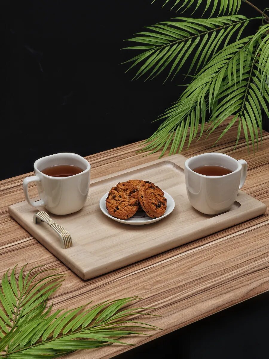 Поднос деревянный прямоугольный с ручками