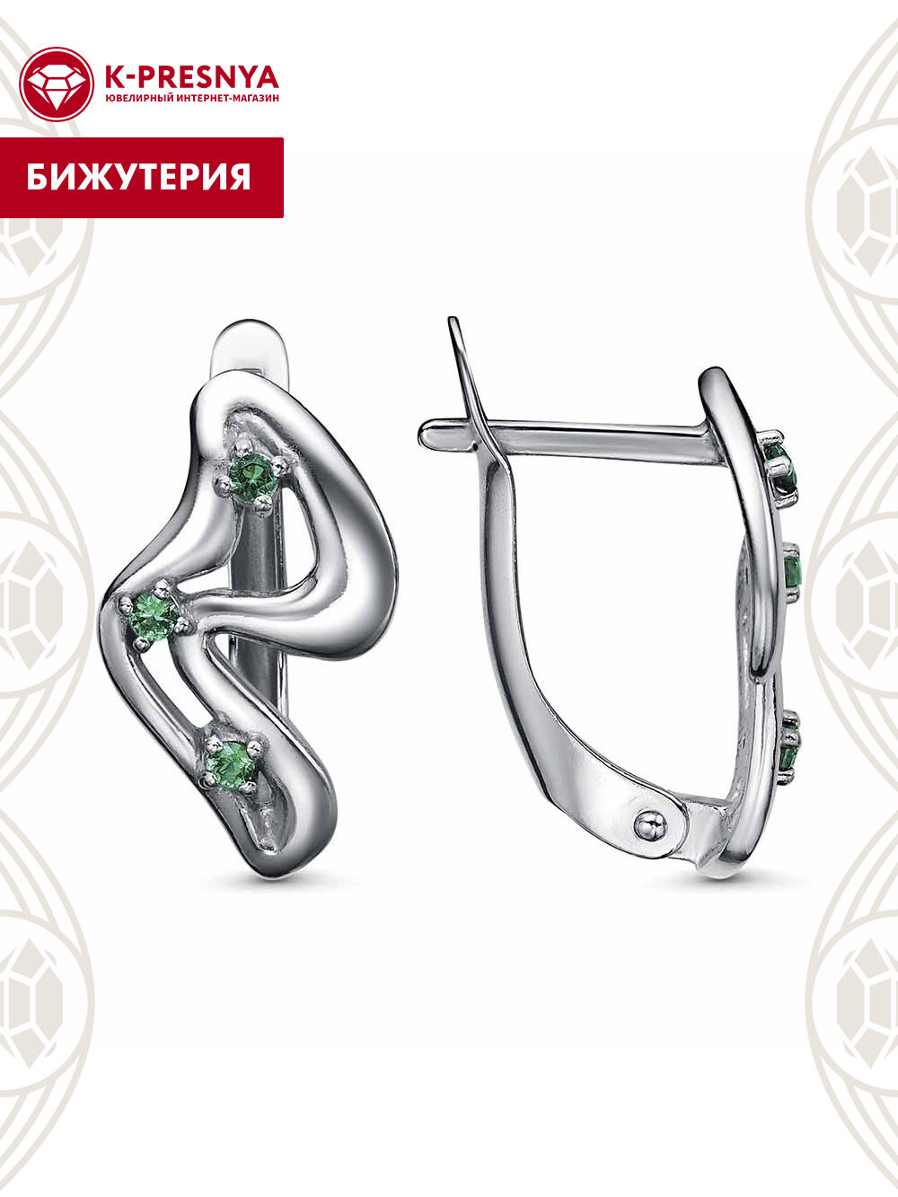 Серьги, шпинель синтетическая