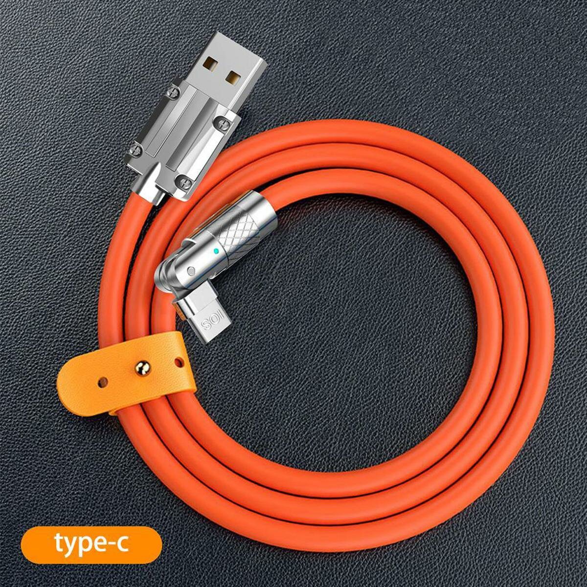 120 Вт 6A USB-Type C кабель для быстрой зарядки 1 м повернутый на 180 Type-C интерфейс жидкий силиконовый зарядный кабель для передачи данных для Xiaomi Samsung