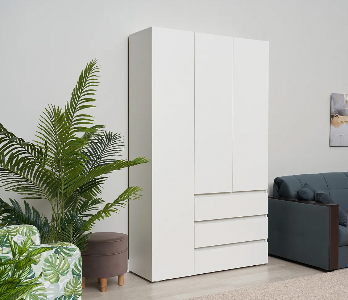 Хелен ШК 06 Шкаф распашной 3х створчатый (1200х2080х460) Белый/Белый