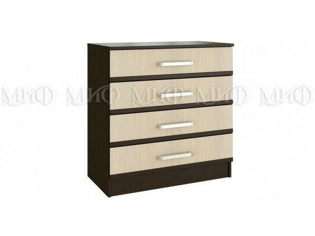 Комод из ЛДСП, с четырьмя выдвижными ящиками, венге/дуб молочный
