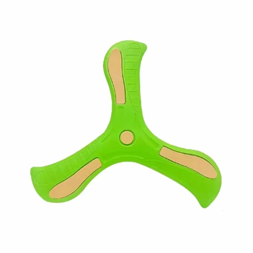 Уличные игрушки, Детский мягкий пластиковый трёхлопастной бумеранг - зеленый