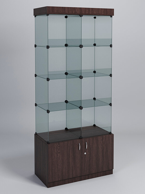 Витрина "КУБ" №1-КО (без дверок, передняя стенка - стекло), Дуб Венге