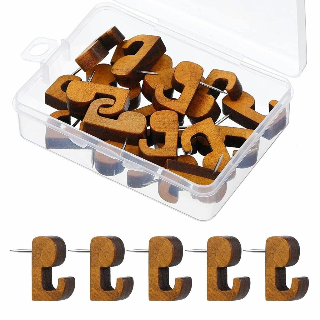 (1 коробка из 40 штук) Коричневые деревянные кнопки-крючки-40 штук