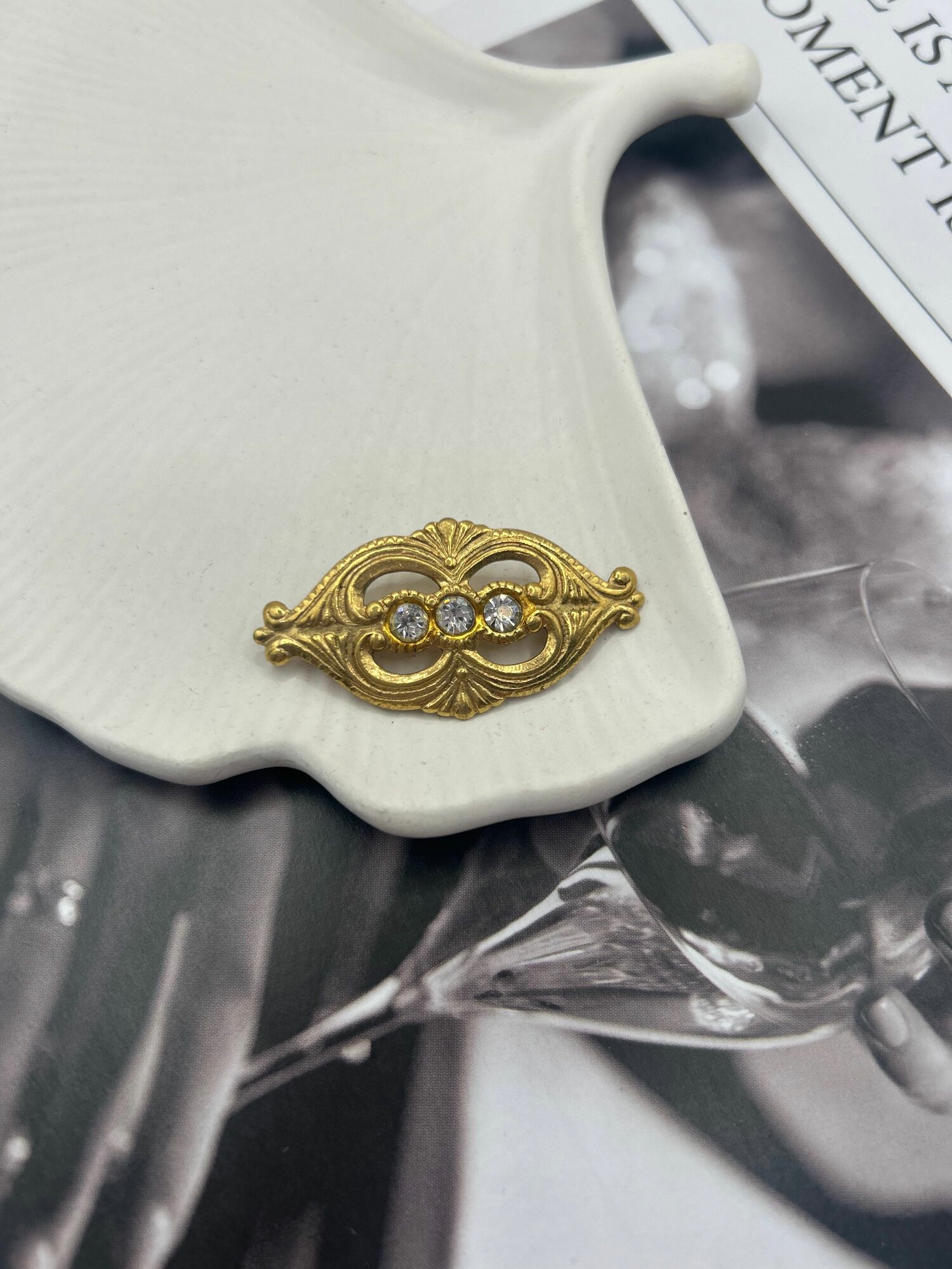 Советская винтажная позолоченная брошь, СССР