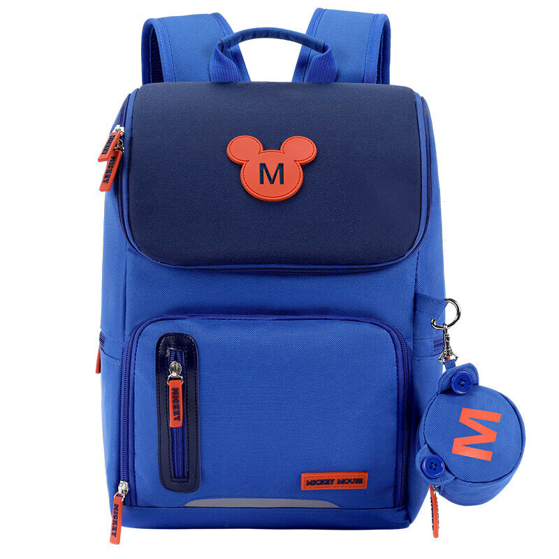 Disney Elementary School Backpack for Grades 4-6, Boys And Girls, Double Shoulder, Mickey Mouse Korean Style Casual Backpack, SM11751, Sky Blue, Large Size