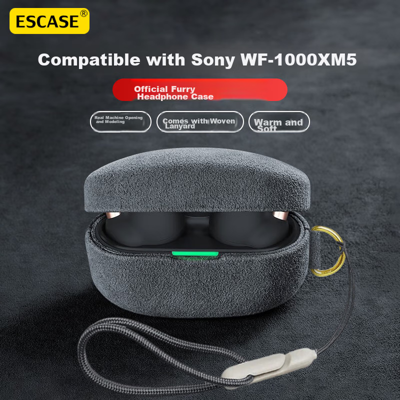 ESCASE Совместимый Sony WF1000XM5 Защитный корпус, Крышка для наушников, Коробка Bluetooth, Плюш, Пылонепроницаемый,