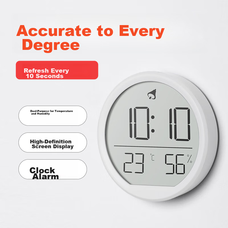 Compas Thermometer And Hygrometer, Indoor Alarm Clock, Temperature Gauge, Baby Room, Bedroom, Kitchen, Magnetic, Multifunctional Clock, 2303 White