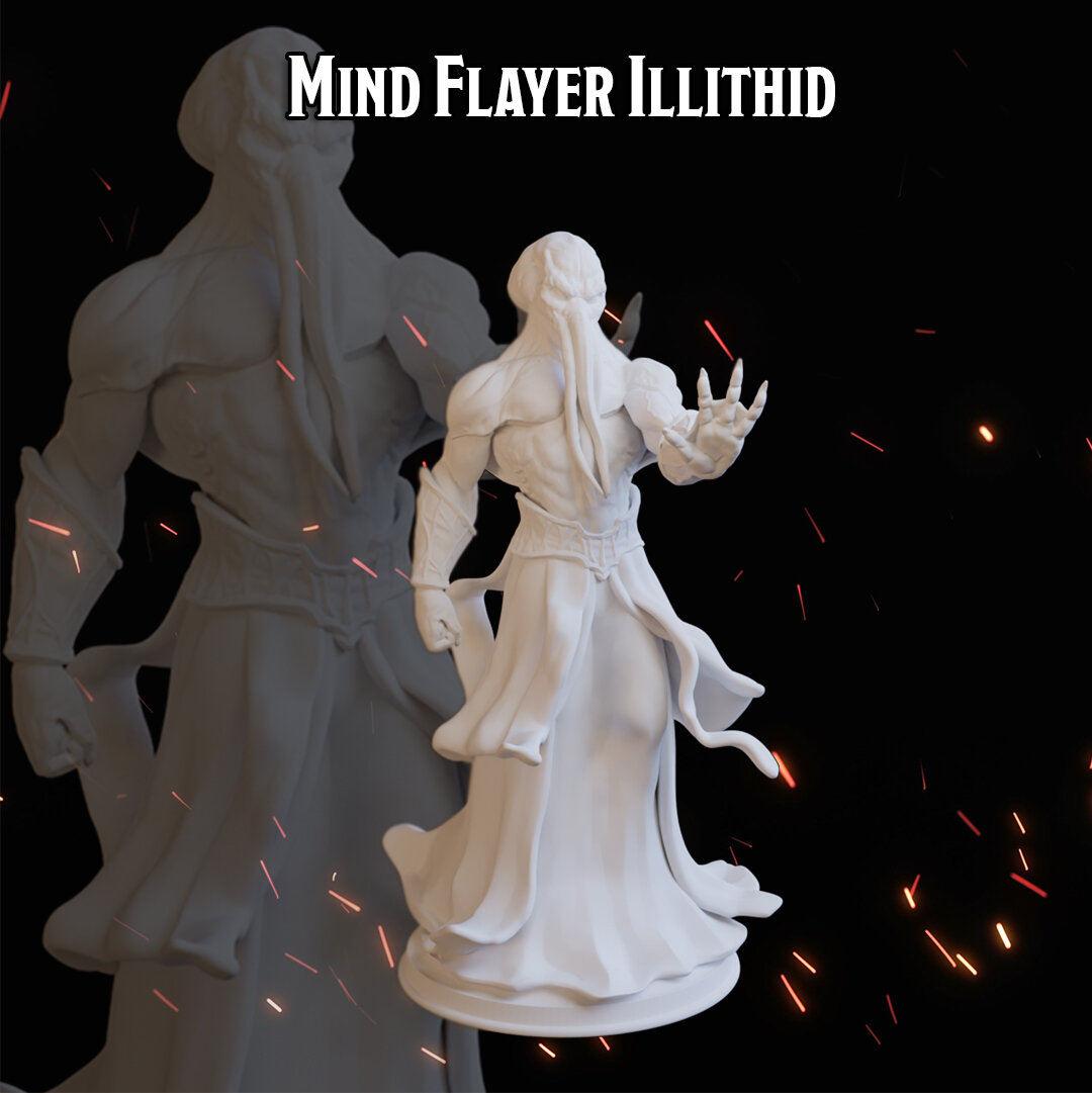 Иллитид Свежеватель разума 51,3мм фигурки/миниатюры (ДнД, DnD, D&D, Dungeons & Dragons, Pathfinder, Подземелья и Драконы, Wargames)