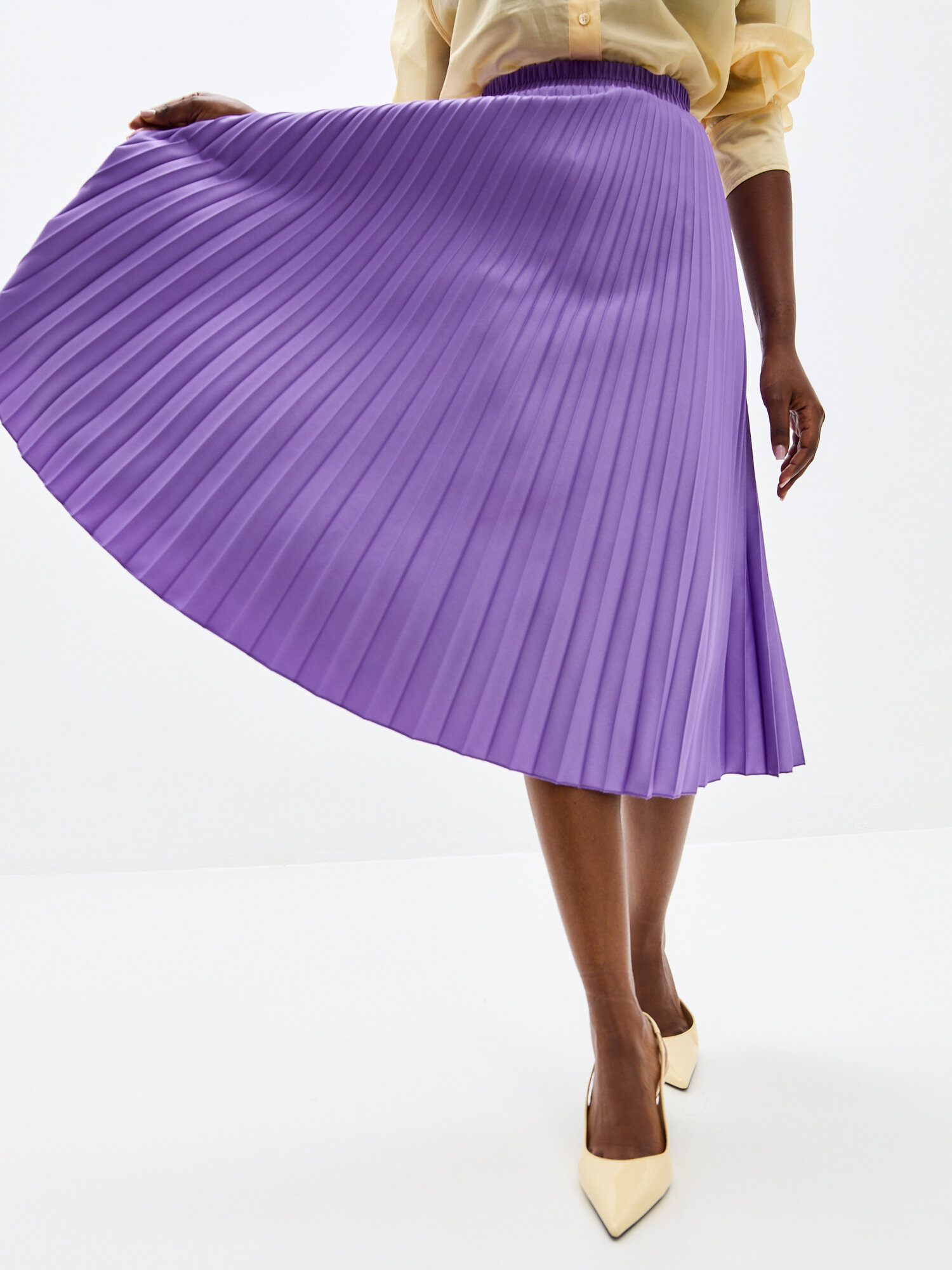 Юбка плиссе миди лиловая