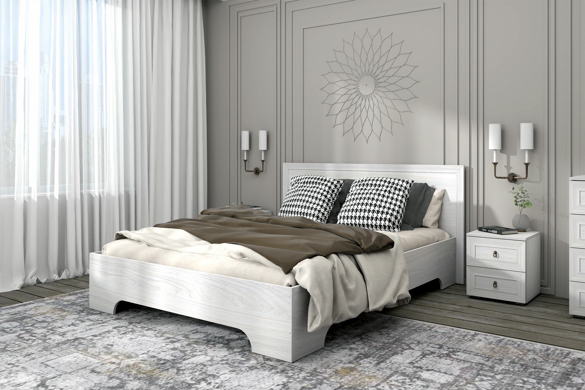 Двуспальная кровать Алисия 1,6 Анкор Светлый (ш1754/г2037/в900)