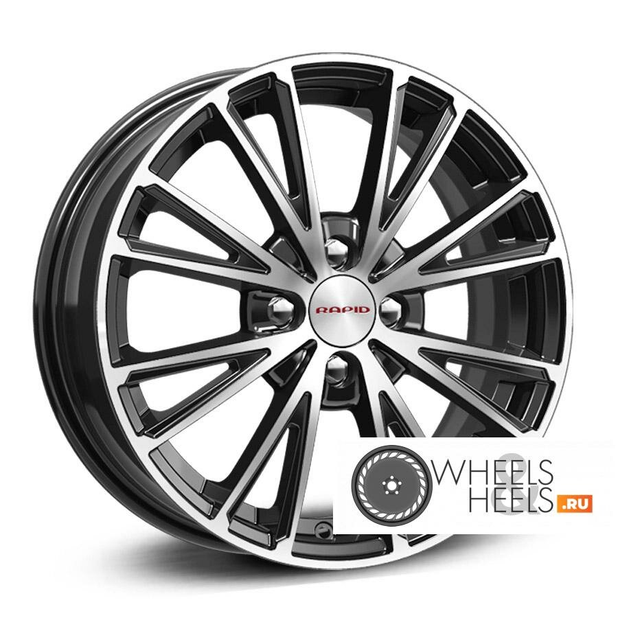 Диск КиК Меандр-Оригинал 16x6 4x100 et37 dia60.1 Черный глянцевый с полированной лицевой поверхностью