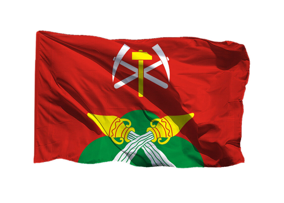 Флаг Новомосковска на шёлке, 70х105 см для ручного древка